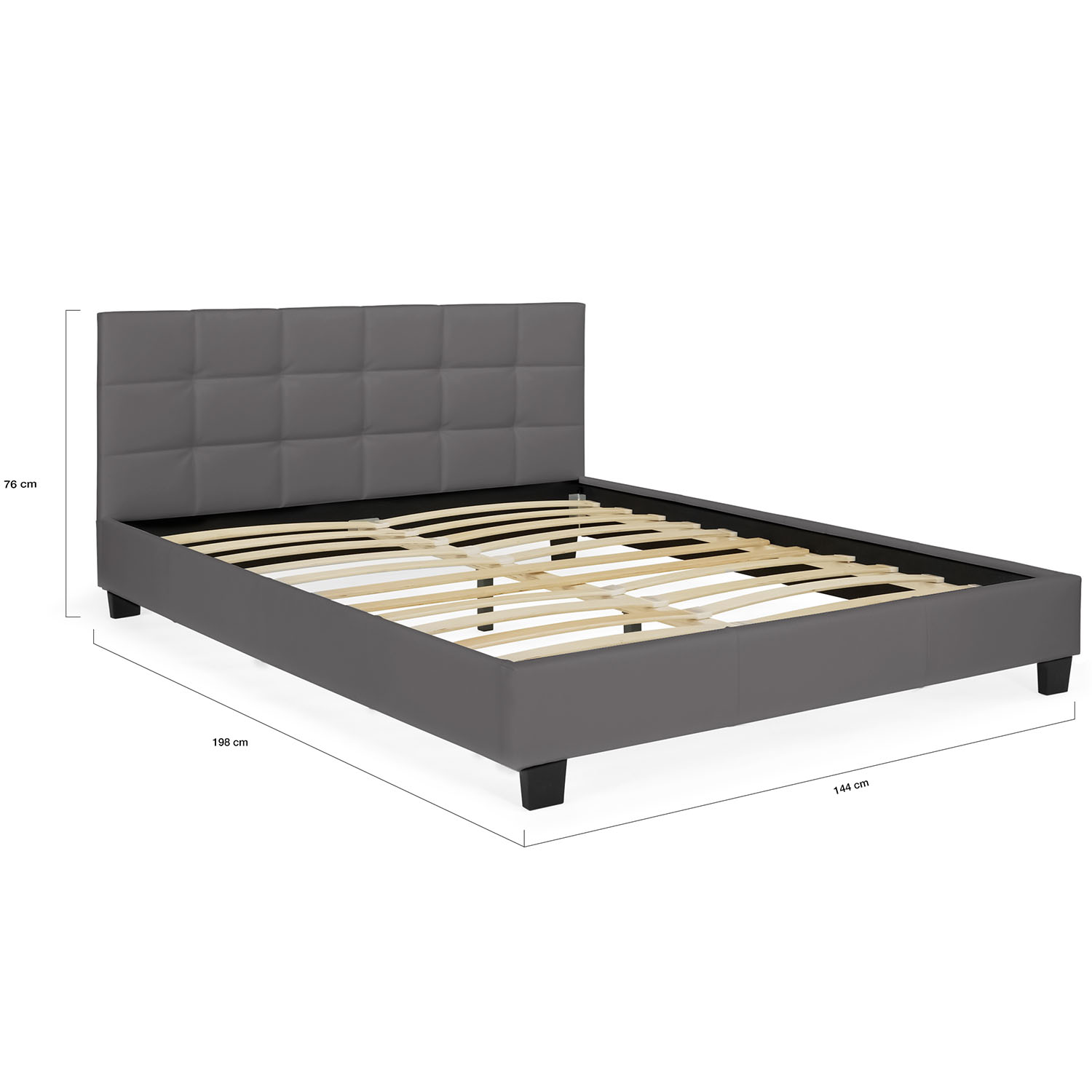 Lit double 140x190cm sommier tête de lit gris anthracite - CHARLOTTE ...