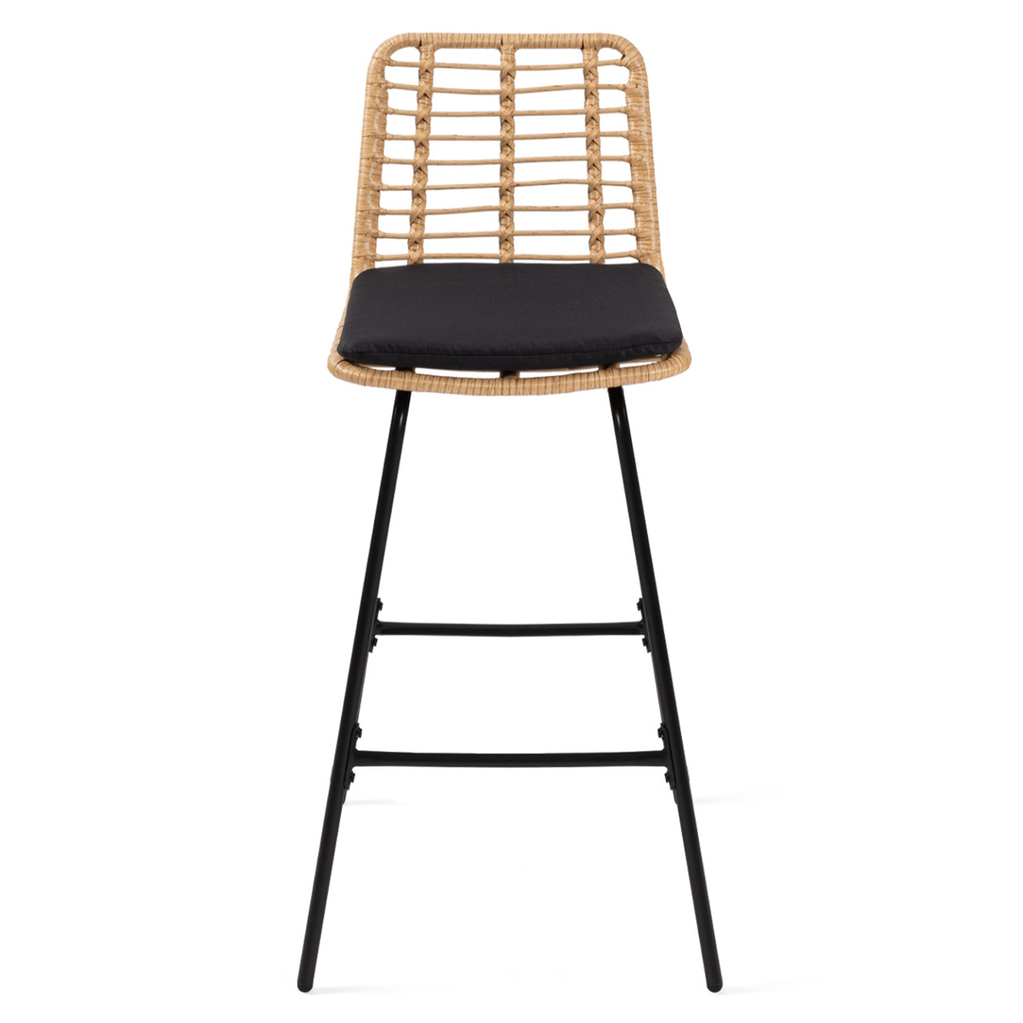 Tabourets de bar effet rotin pied métal noir - lot de 2 - SUMMER | ID ...