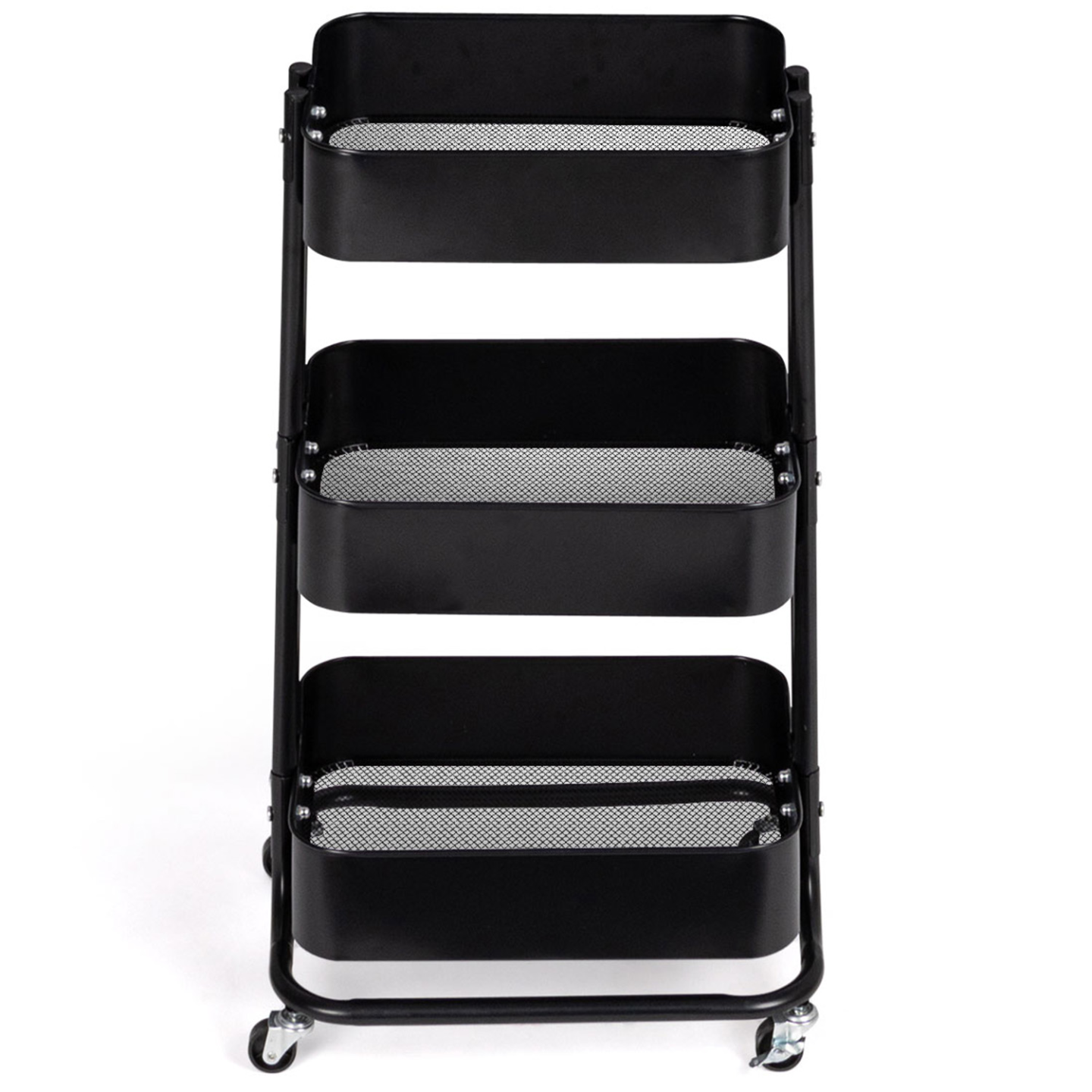 Chariot desserte à roulettes 3 niveaux en acier noir | ID Market