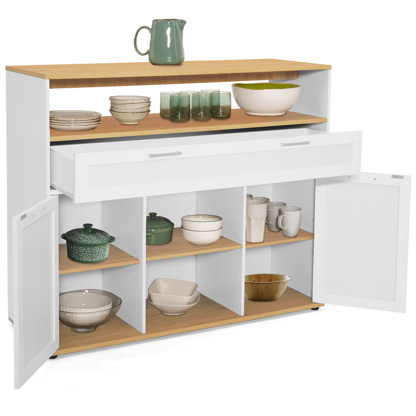 Meuble de bar blanc et bois mange-debout - VITO | ID Market