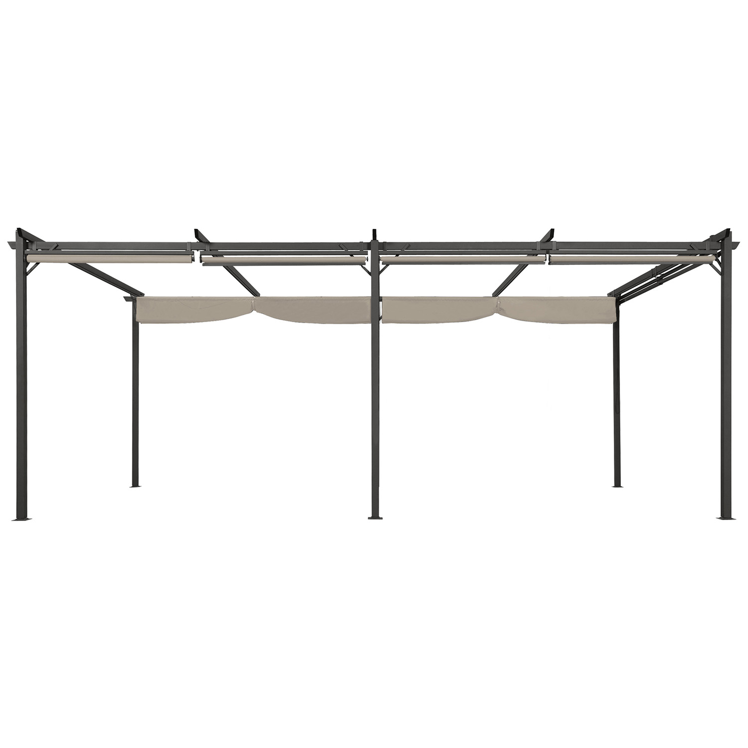 Pergola toit rétractable 3x6 m avec 6 stores coloris taupe | ID Market