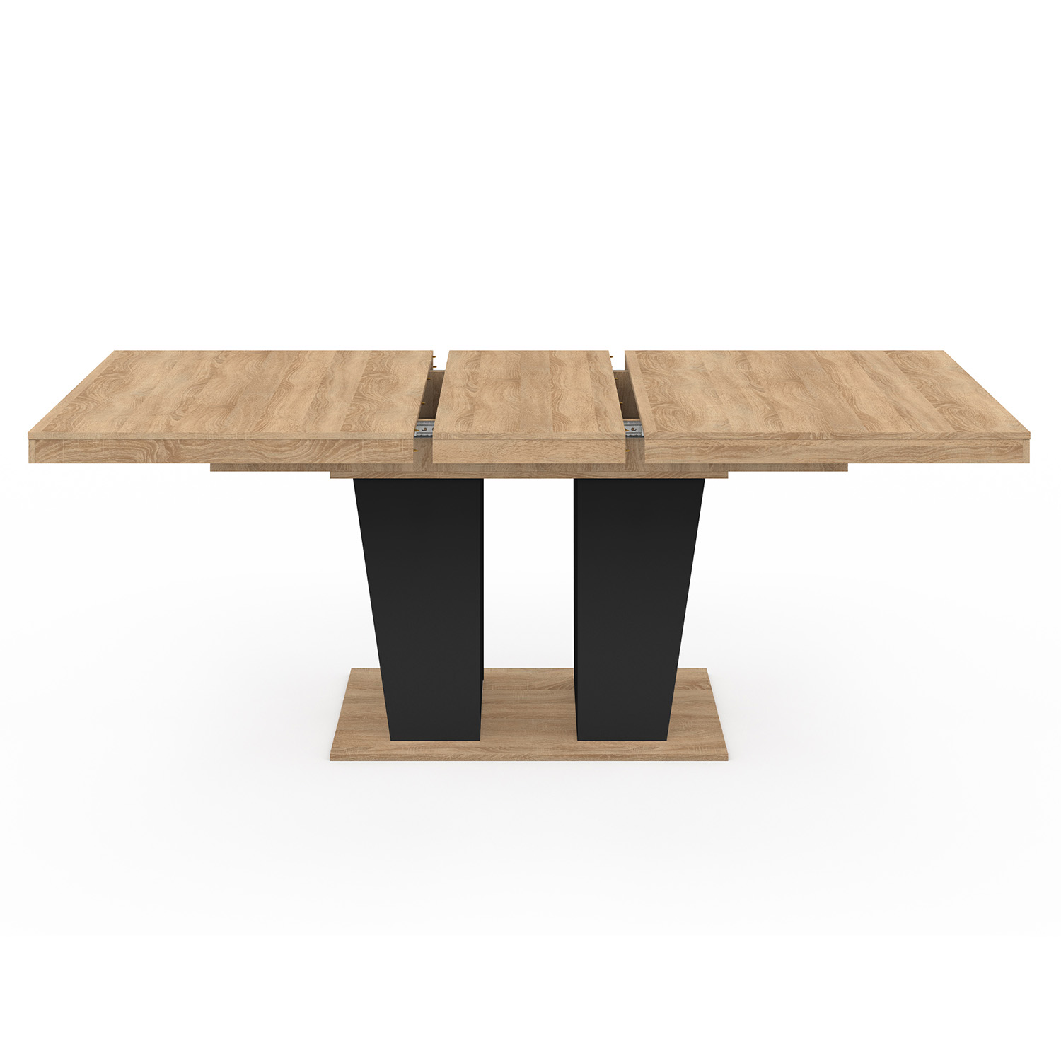 Table extensible pied central bois et noir 6-10 personnes - ELIAD | ID ...