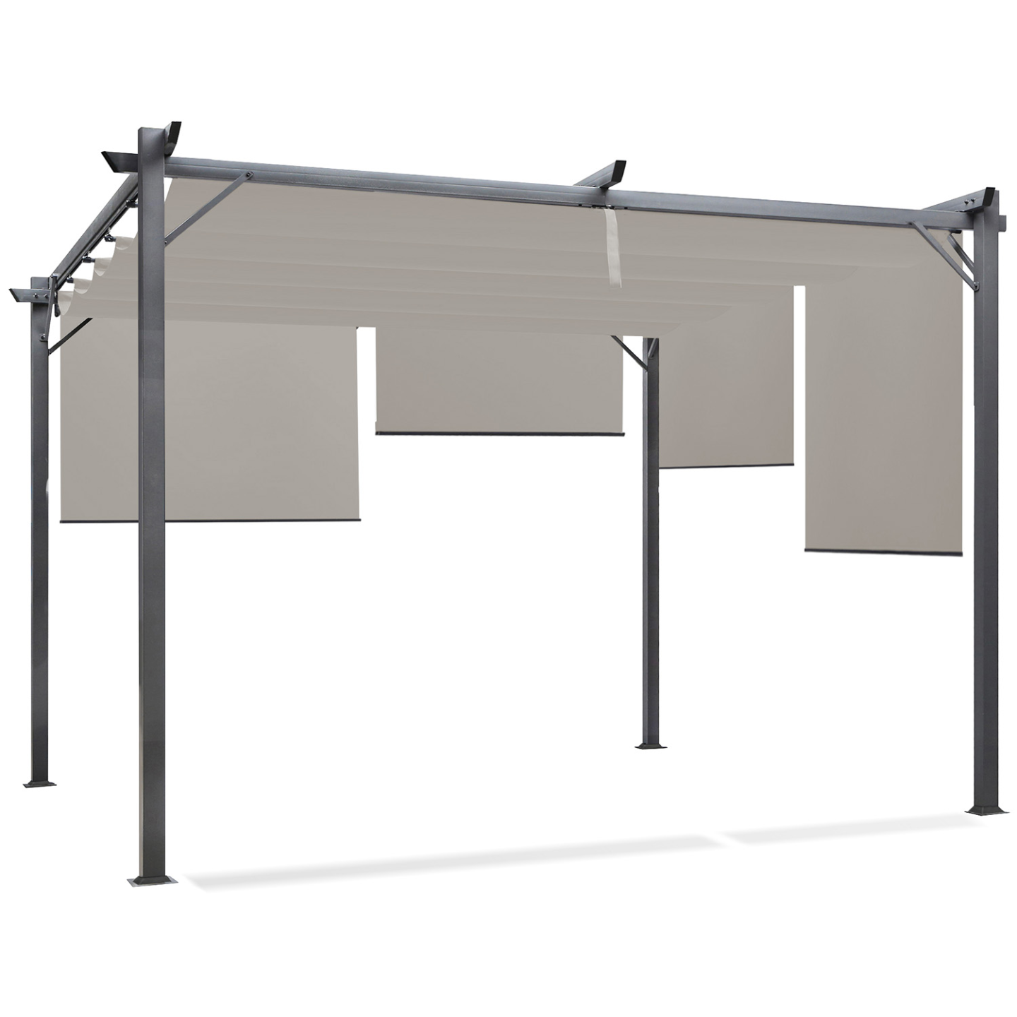 Pergola toit rétractable 3x4m taupe pas chère | ID Market