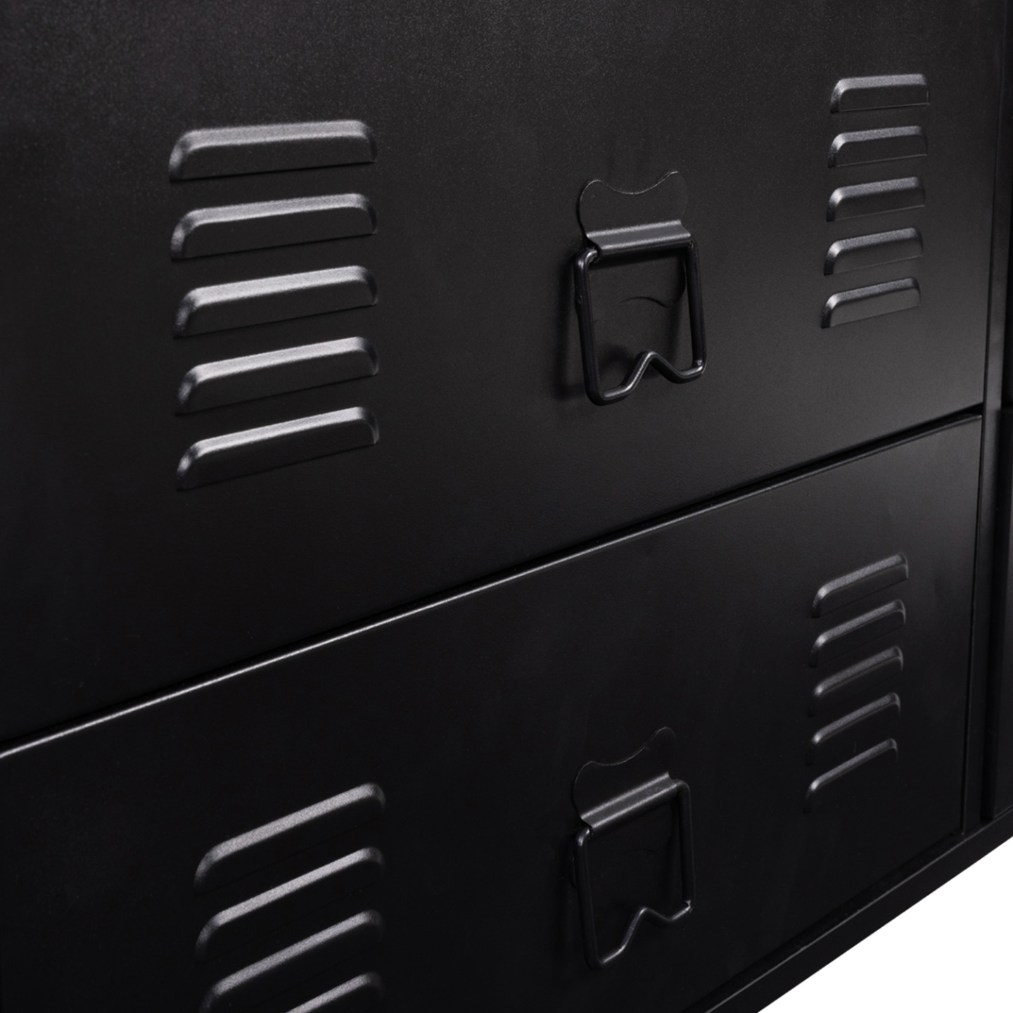 Commode industrielle noire tiroirs métalliques et bois imitation hêtre ...