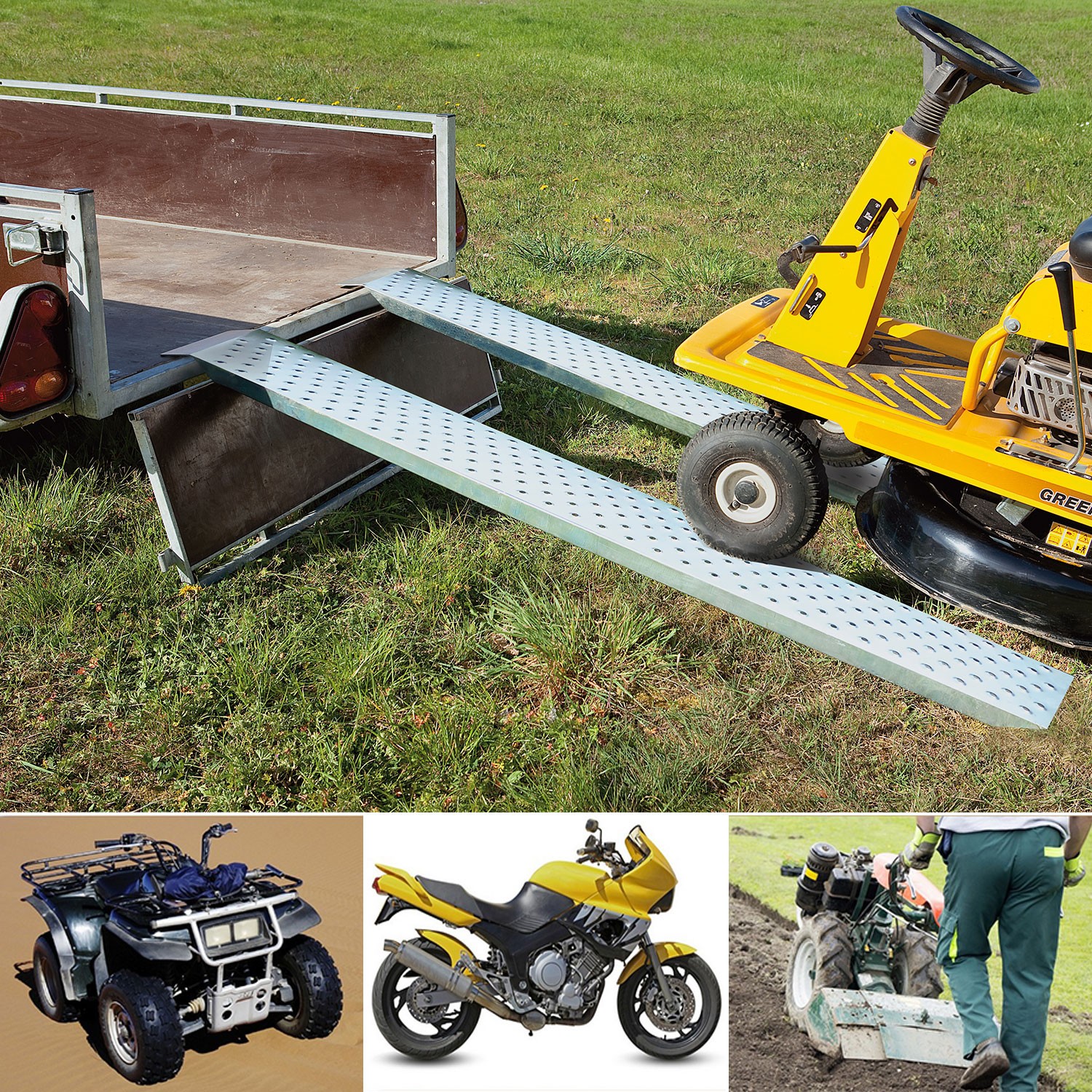 Lot de 2 rampes de chargement pour remorque en acier pas cher | ID Market