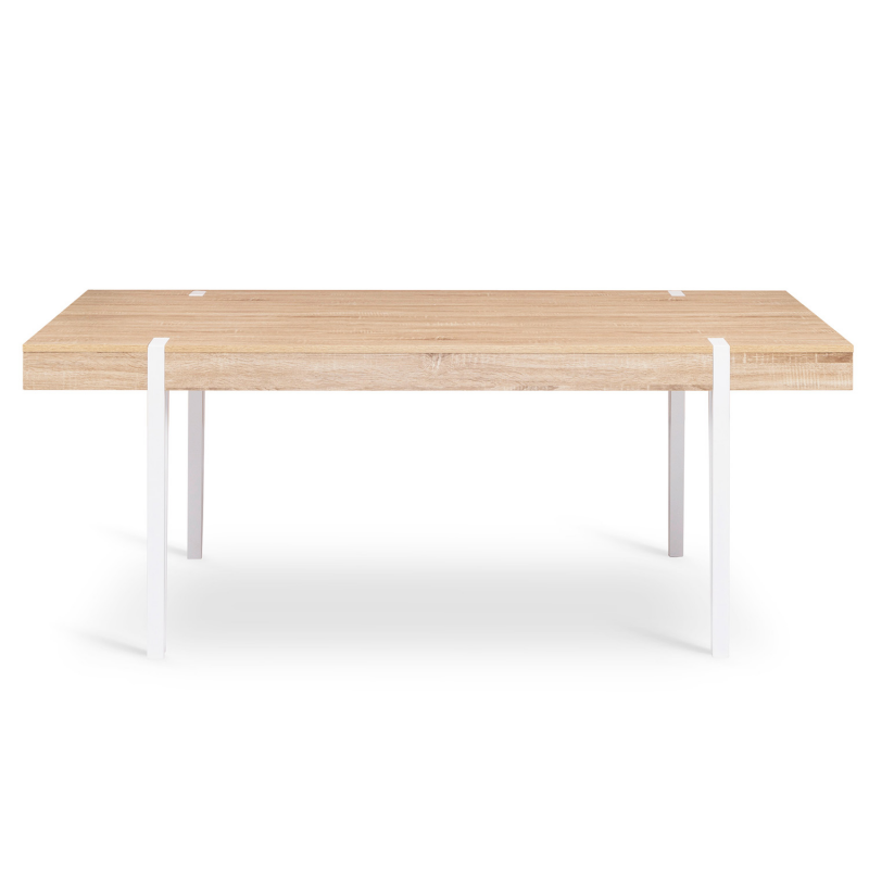 Table rectangulaire 10 personnes 200cm bois pieds épingle blanc ...