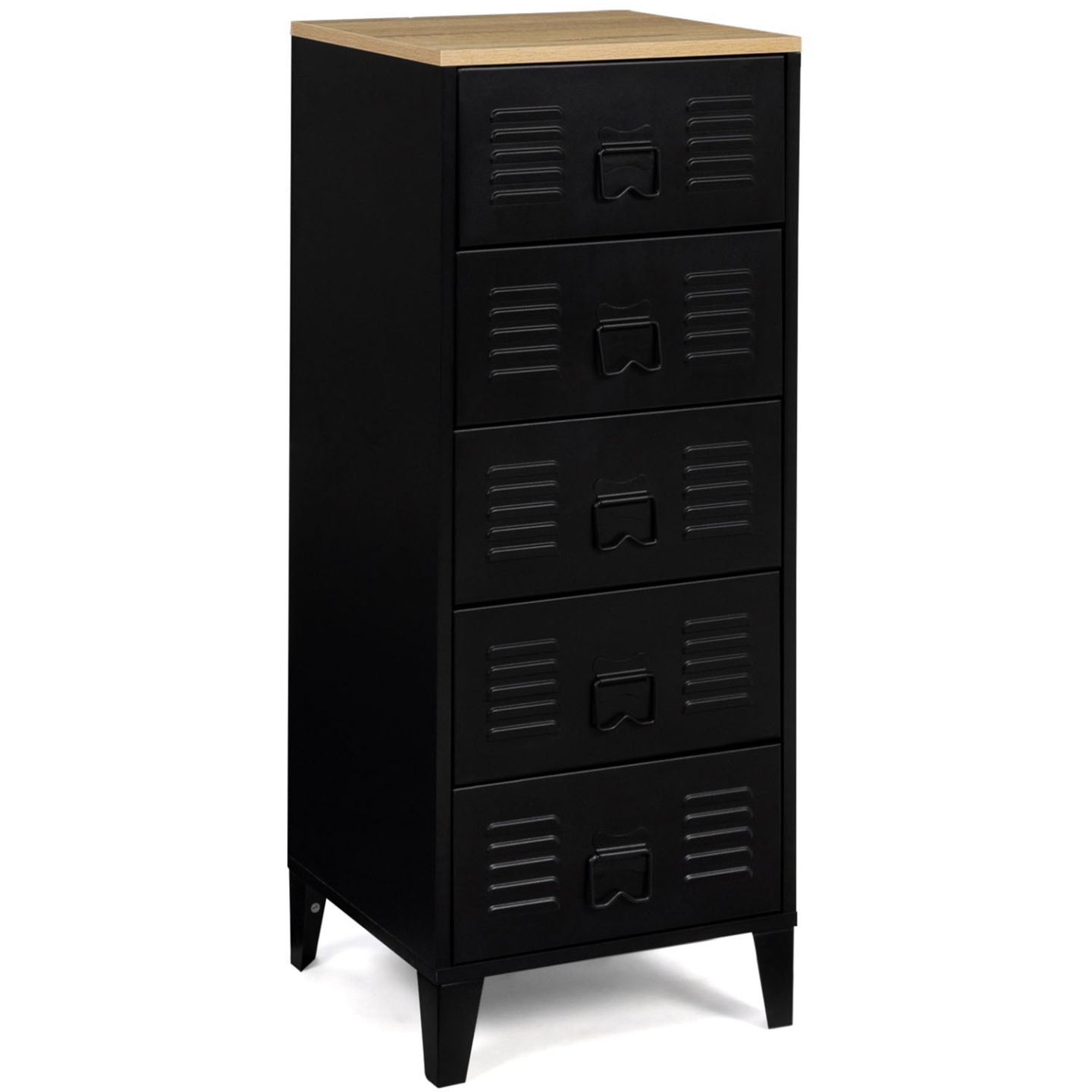 Industriële zwarte metalen en imitatiebeuken ladekast met 5 laden ...