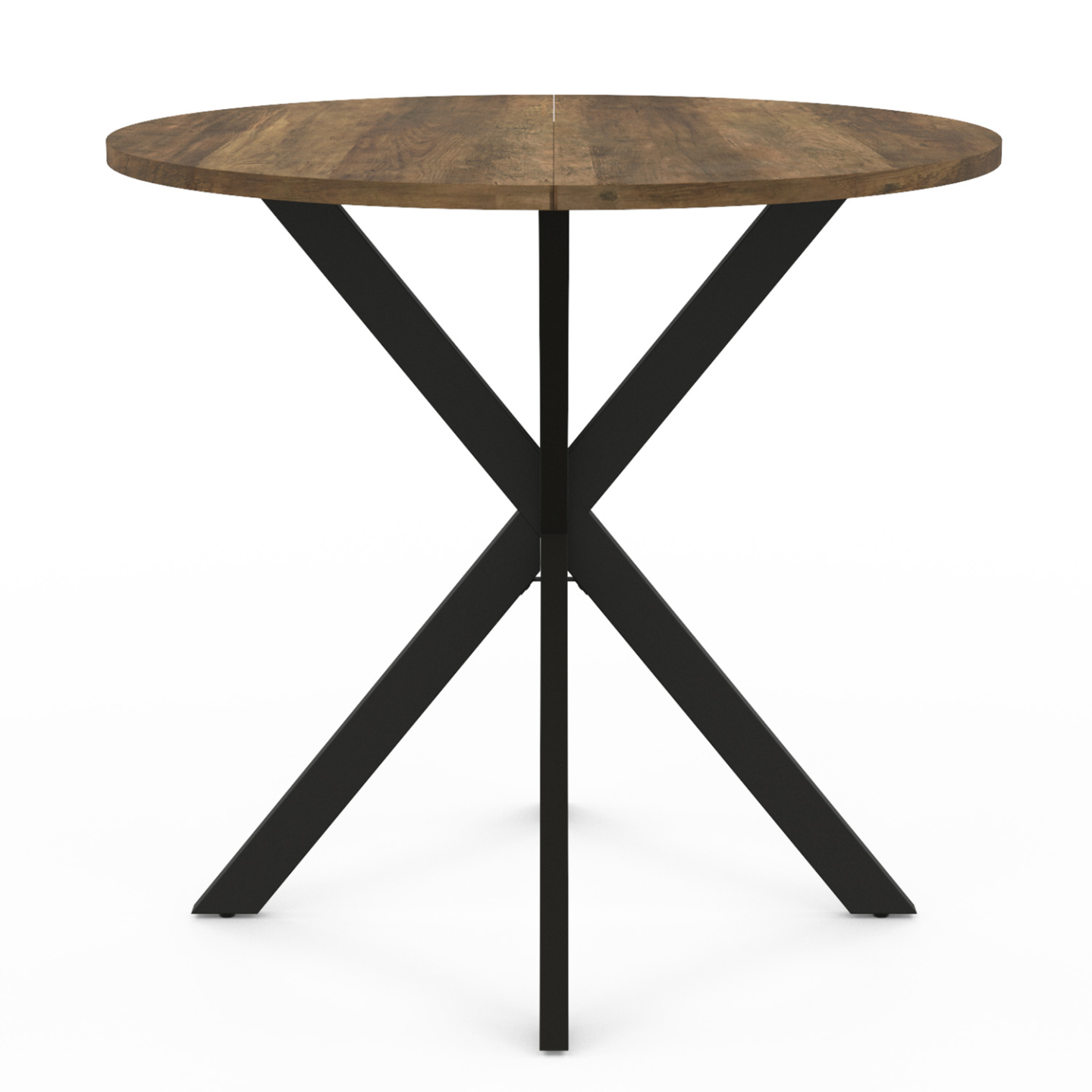 Table à manger ronde 80 cm bois foncé et noir (2-4 personnes) - ALIX ...
