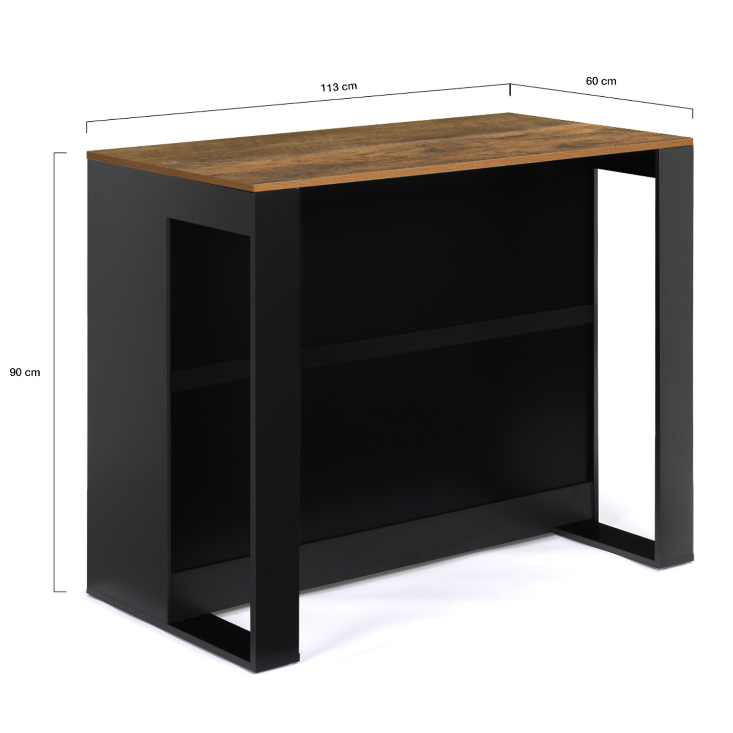 Table de bar îlot bois noir et plateau foncé - JUNO | ID Market