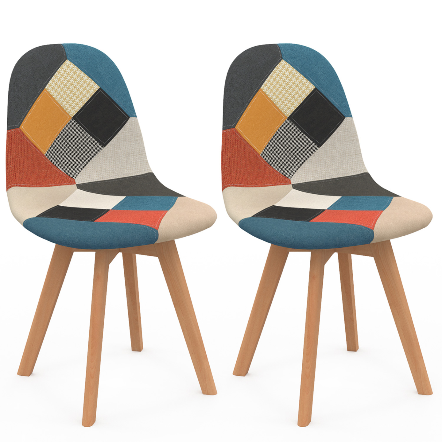 Chaises scandinaves motifs patchworks multicolores - SARA | ID Market