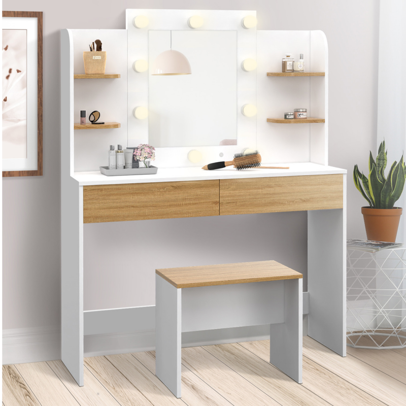Coiffeuse Avec Miroir Led Et Tabouretnull