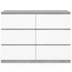 Commode 6 tiroirs blanc et effet béton 110cm - TOMI | ID Market