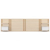 Tête de lit latte de bois 240 cm avec chevets et étagères blanches ...