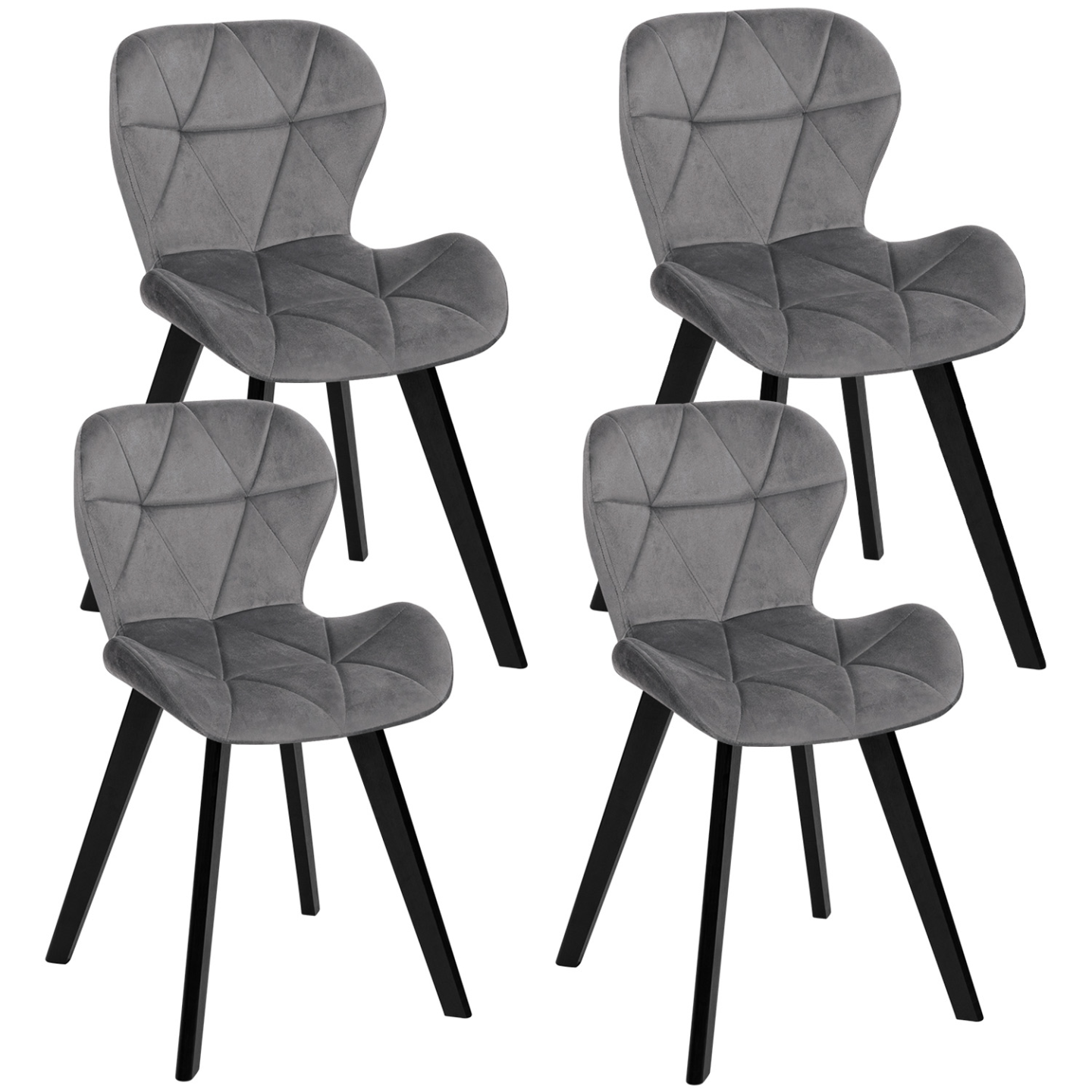 Chaises en velours gris clair avec pieds noirs assise matelassée ...