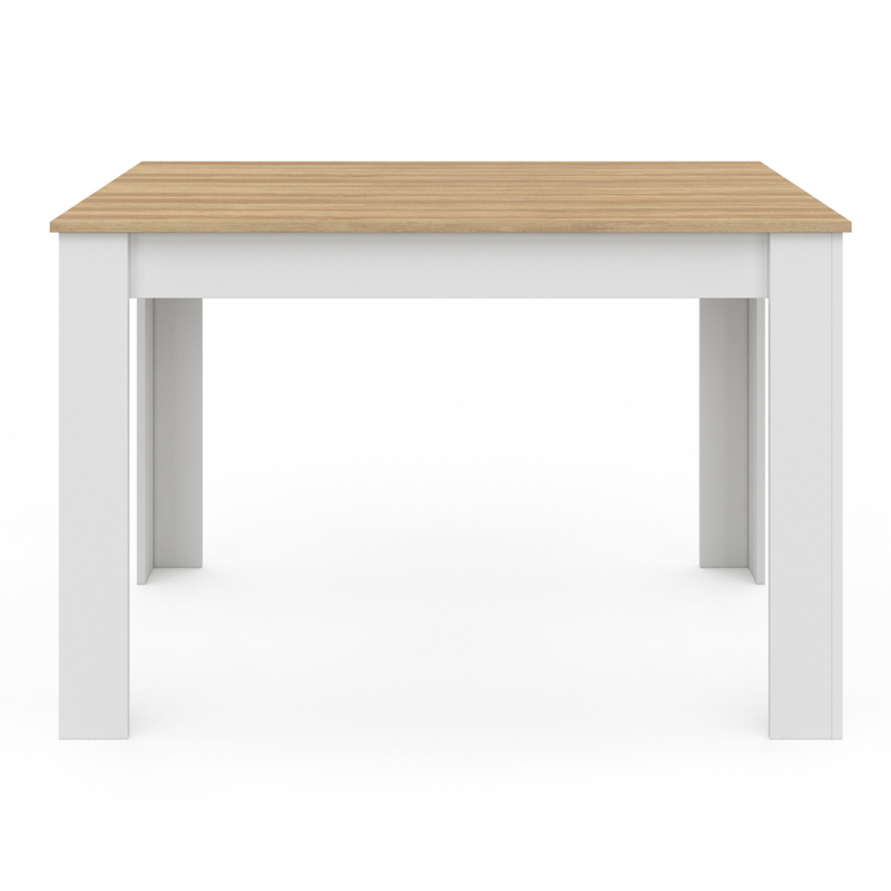 Table à manger blanche rectangle plateau façon hêtre 4 personnes - ROZY ...