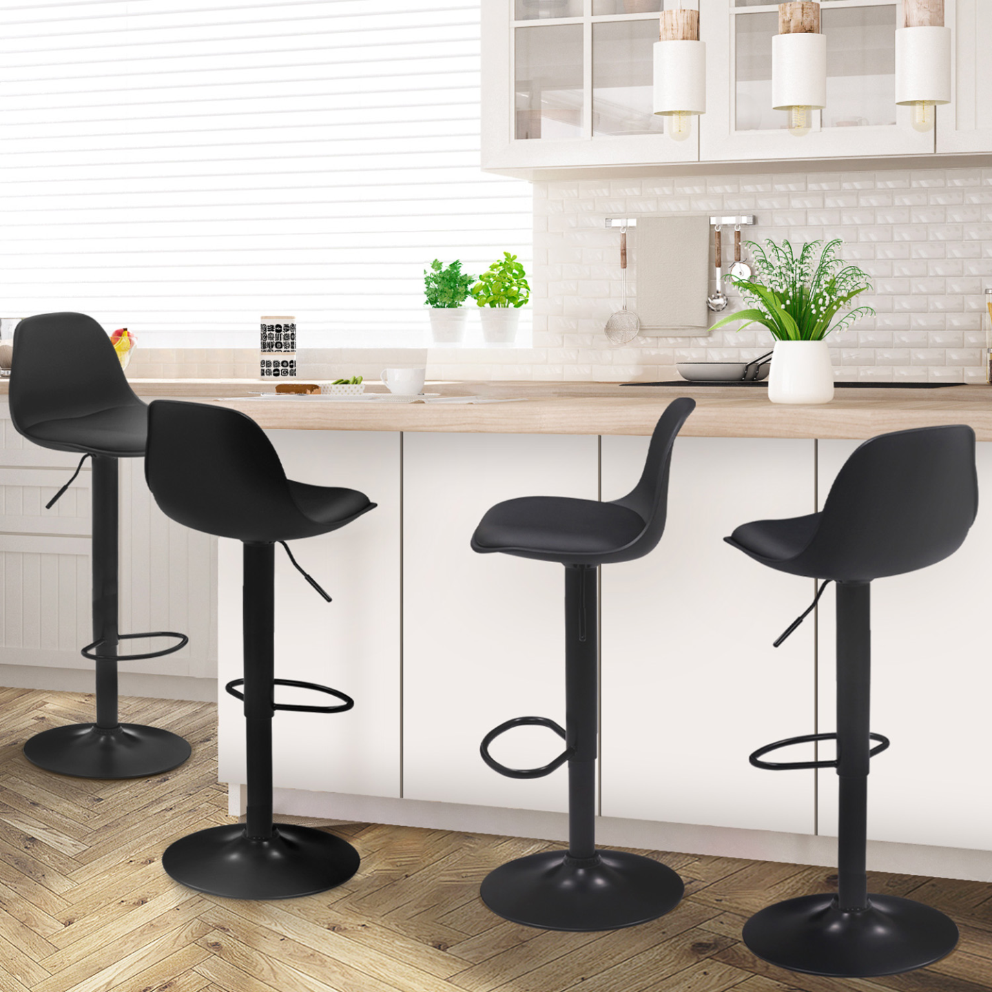 Lot de 4 tabourets de bar noirs design - KARL | ID Market