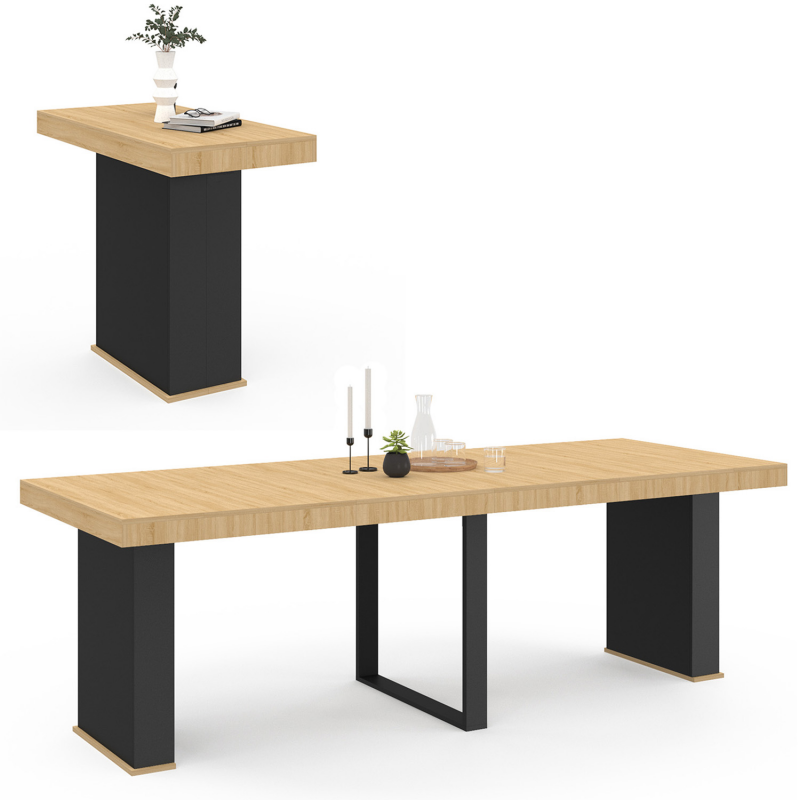 Table console extensible 10 personnes bois et noir - EDEN | ID Market