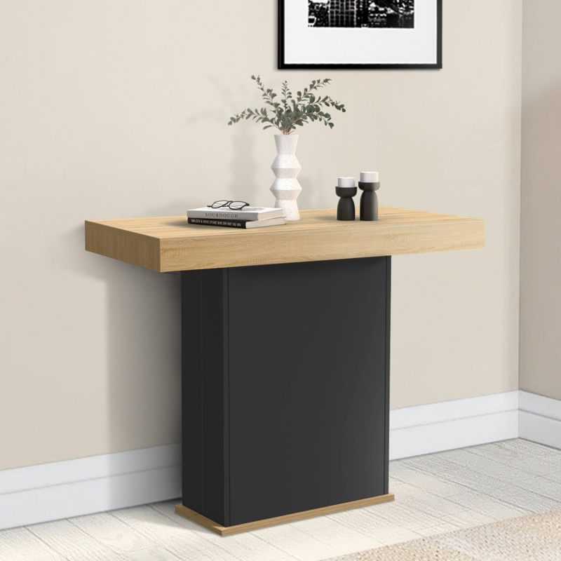 Table console extensible 10 personnes bois et noir - EDEN | ID Market