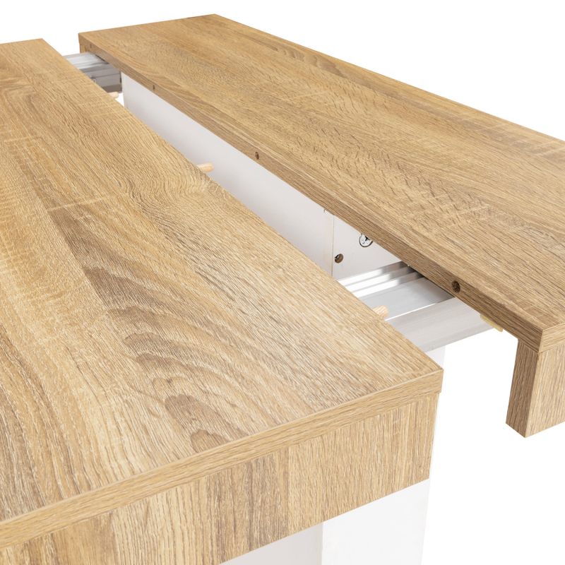 Table console extensible 10 personnes bois et blanc - EDEN | ID Market