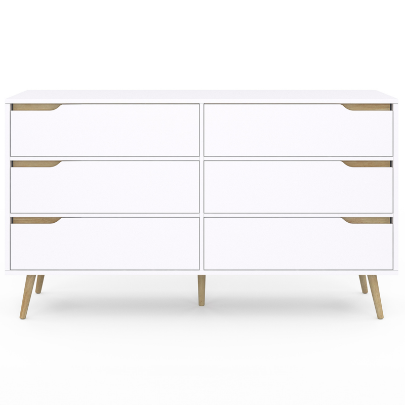 Commode XXL scandinave blanche avec 6 tiroirs - HELSINKI | ID Market