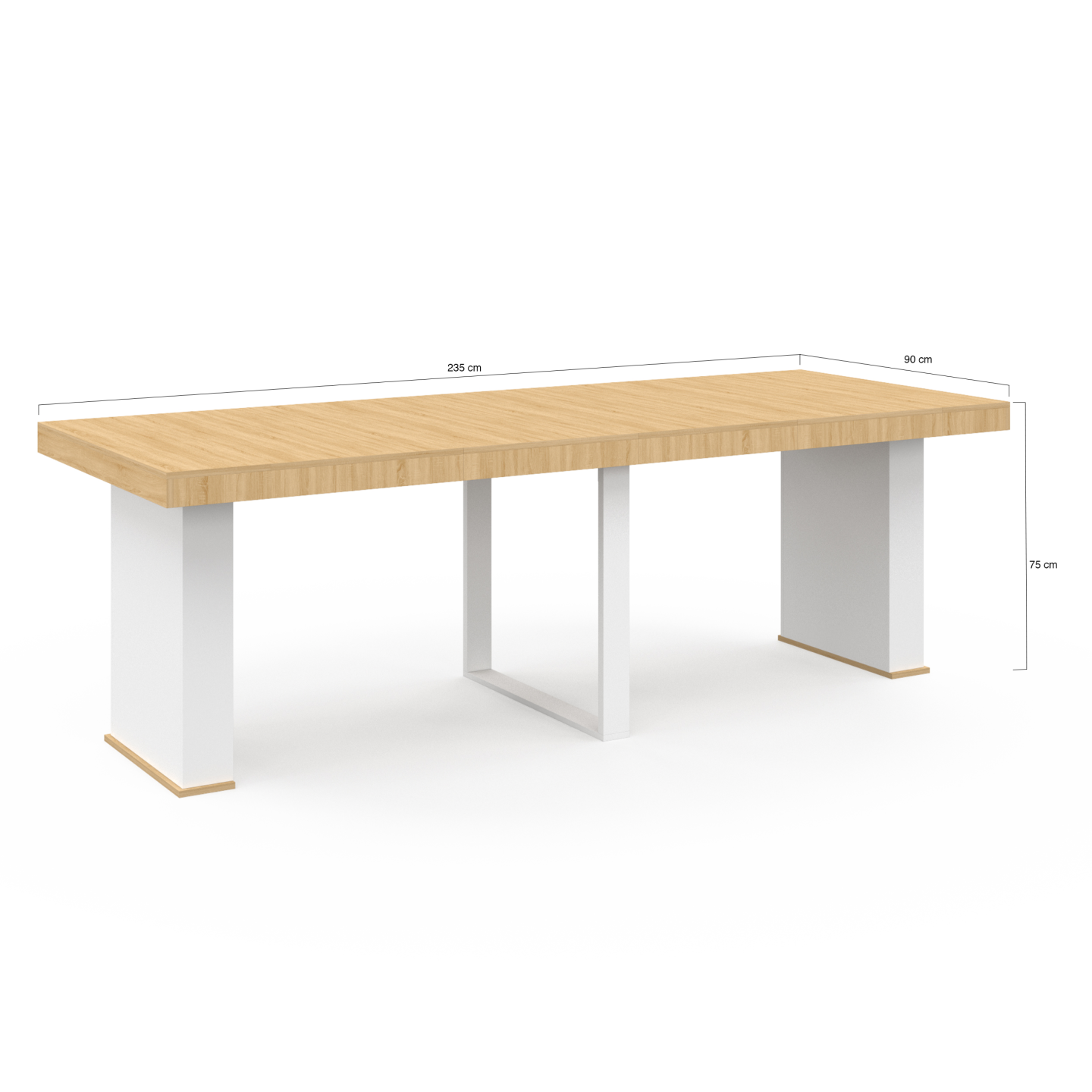 Table console extensible 10 personnes bois et blanc - EDEN | ID Market