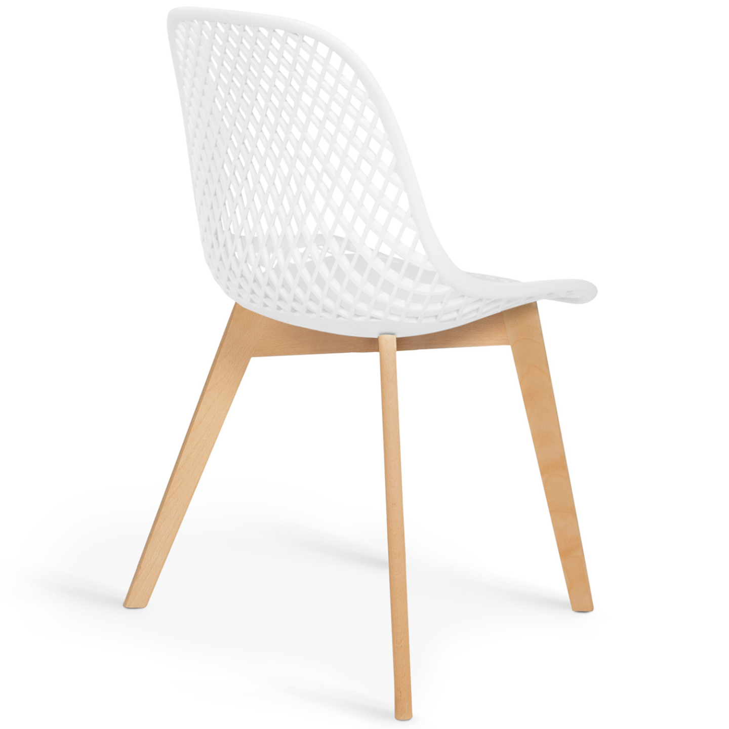 Chaises blanches design ajourées pieds en bois x4 - MANDY | ID Market