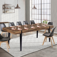 Mesa de comedor rectangular extensible 8-12 personas madera negra patas de pino 200-240cm ...