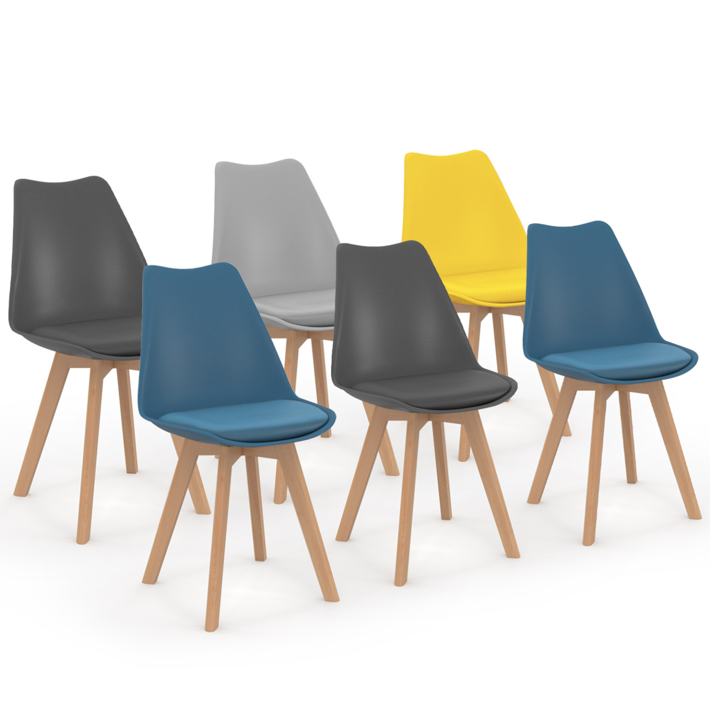 Chaises scandinaves vertes, grises, blanches mix color - SARA | ID Market