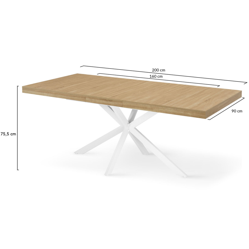 Table à manger extensible rectangulaire bois et blanc - ALIX | ID Market