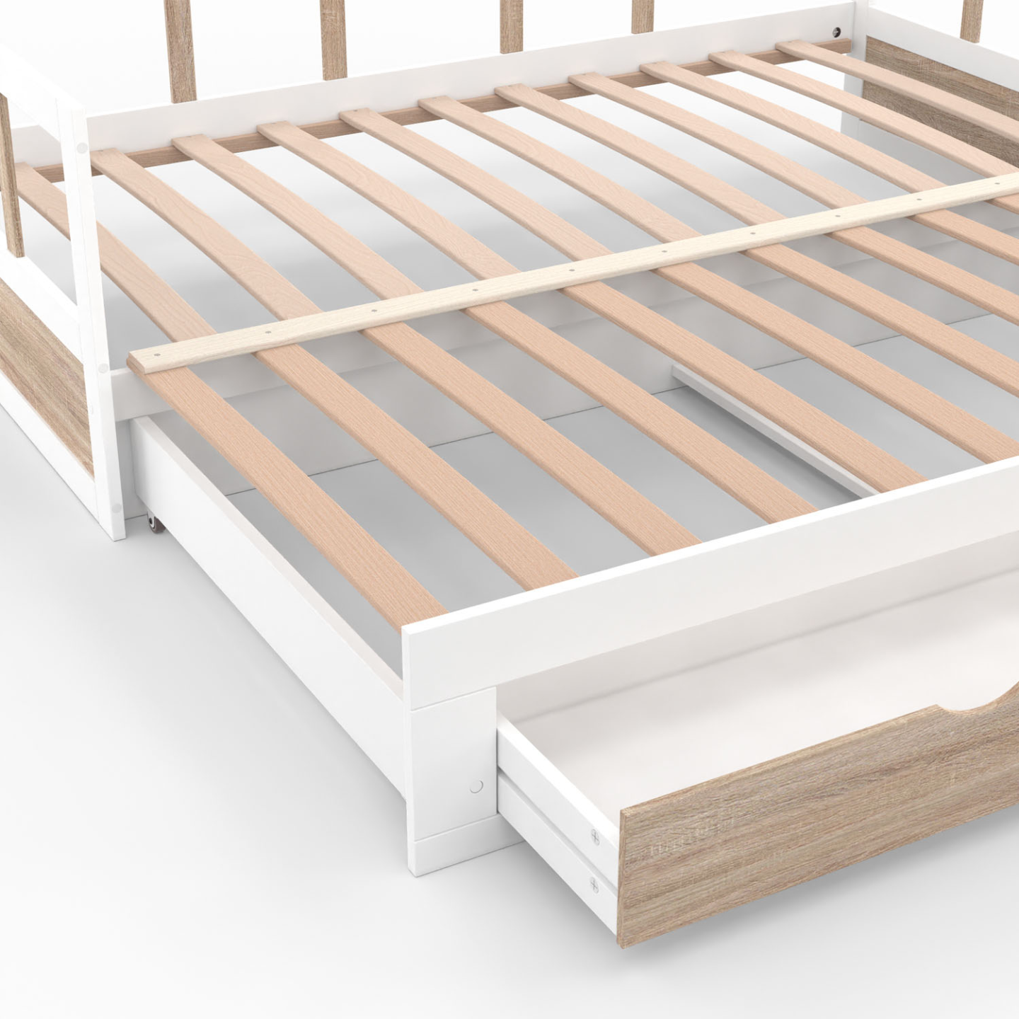 Lit banquette convertible blanc et hêtre - ZOYA | ID Market