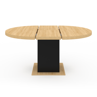 Table à manger ronde extensible 4-8 personnes bois et noir - EDEN | ID ...
