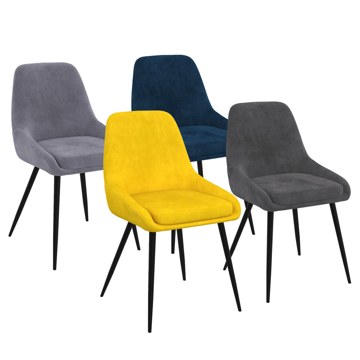 Lot de 4 chaises en velours multicolore avec demi-accoudoirs - THALYA ...