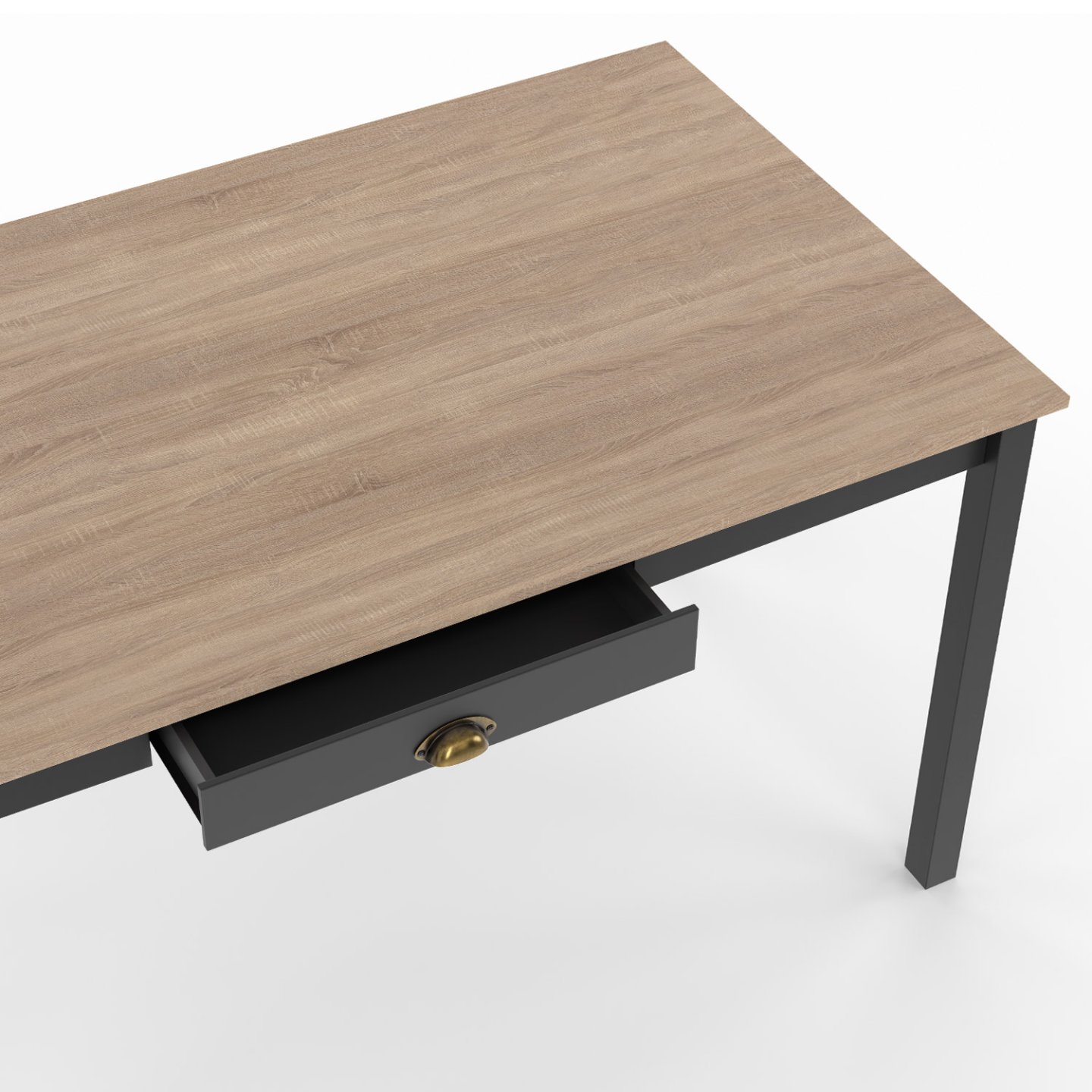 Table à manger rectangulaire bois et noir 8 personnes avec tiroir ...