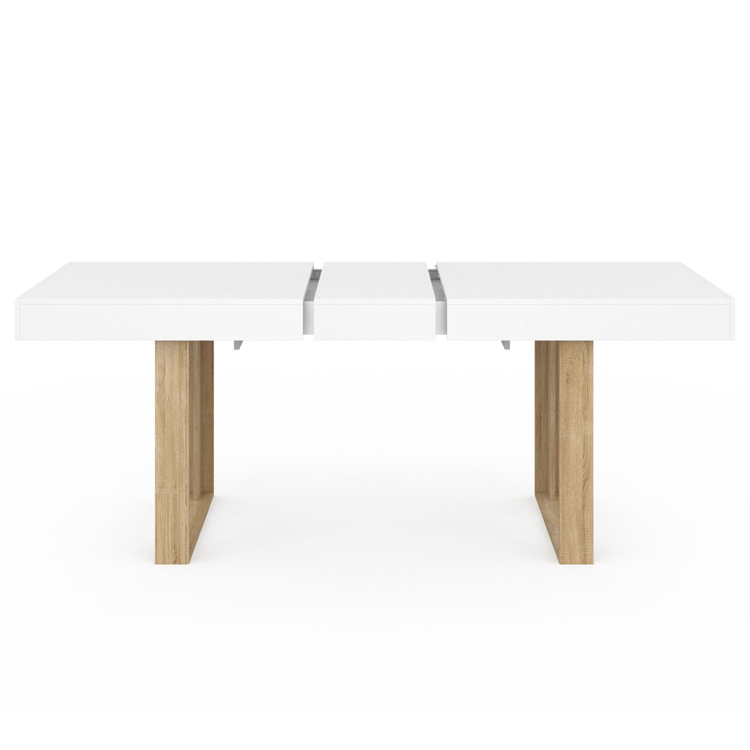 Table à manger rectangulaire extensible 6-10 personnes blanc et bois ...
