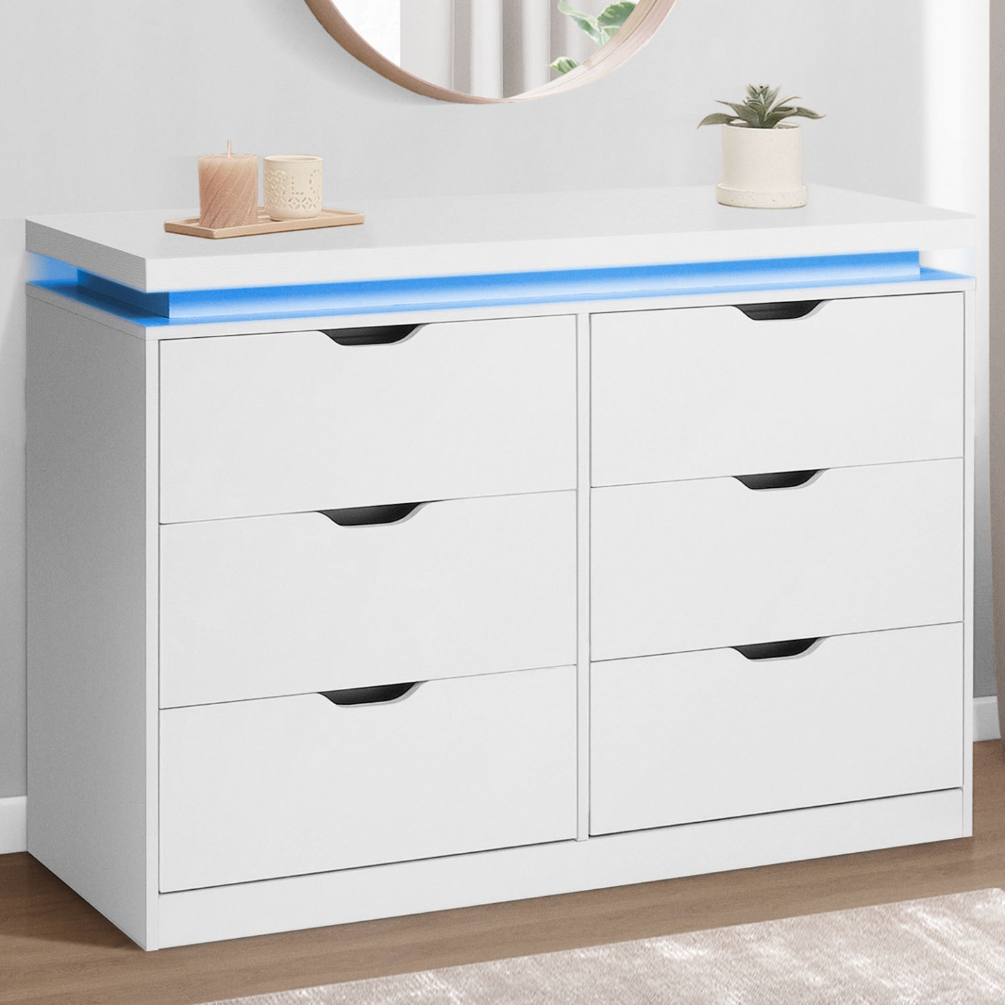 Commode campagne chic blanche 6 tiroirs - ISIS | ID Market