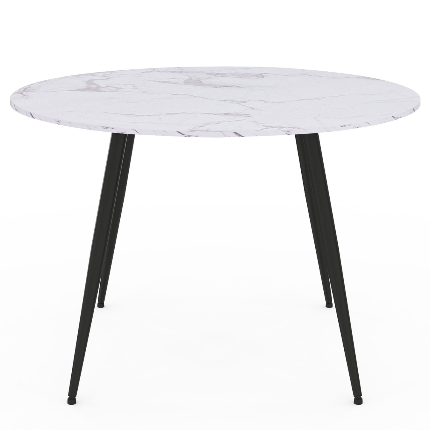 Table à manger ronde 4-6 personnes effet marbre blanc 110cm - AMELIA ...