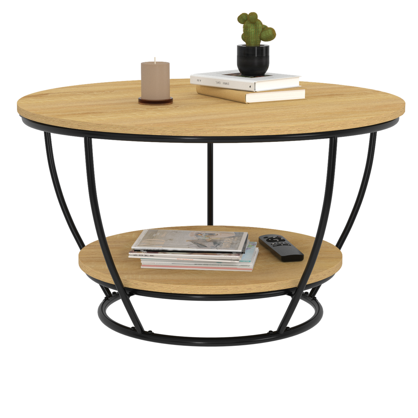 Table basse filaire ronde double plateau design industriel - DETROIT ...