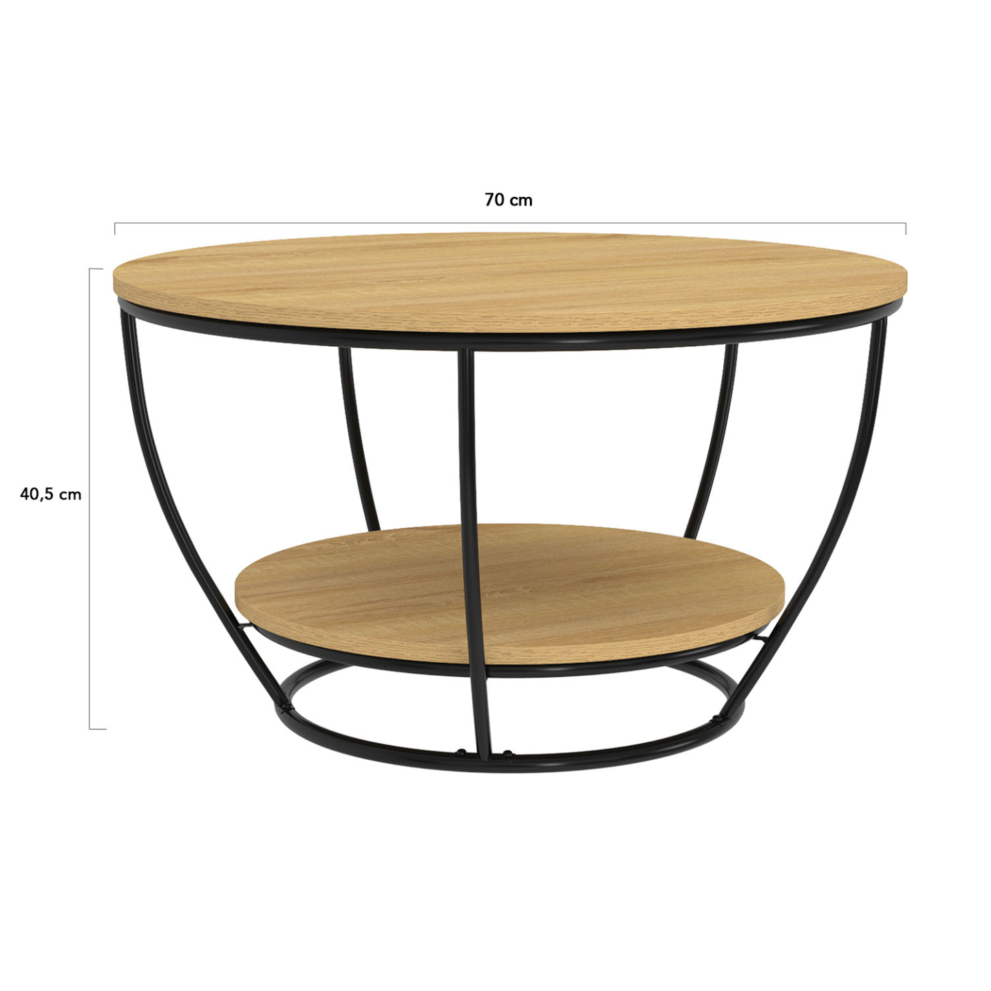 Table basse filaire ronde double plateau design industriel - DETROIT ...