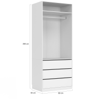 Dressing modulable blanc avec 1 penderie, 7 étagères et 3 tiroirs ...