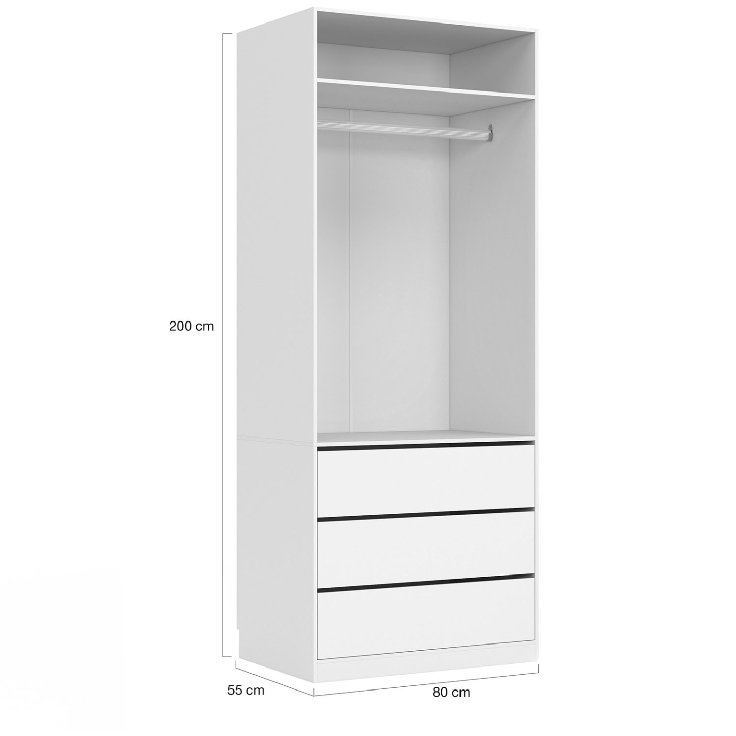 Dressing modulable blanc avec 1 penderie, 7 étagères et 3 tiroirs ...