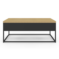 Mesa de centro rectangular elevable convertible en mesa de comedor de madera y negro - BOSTON ...