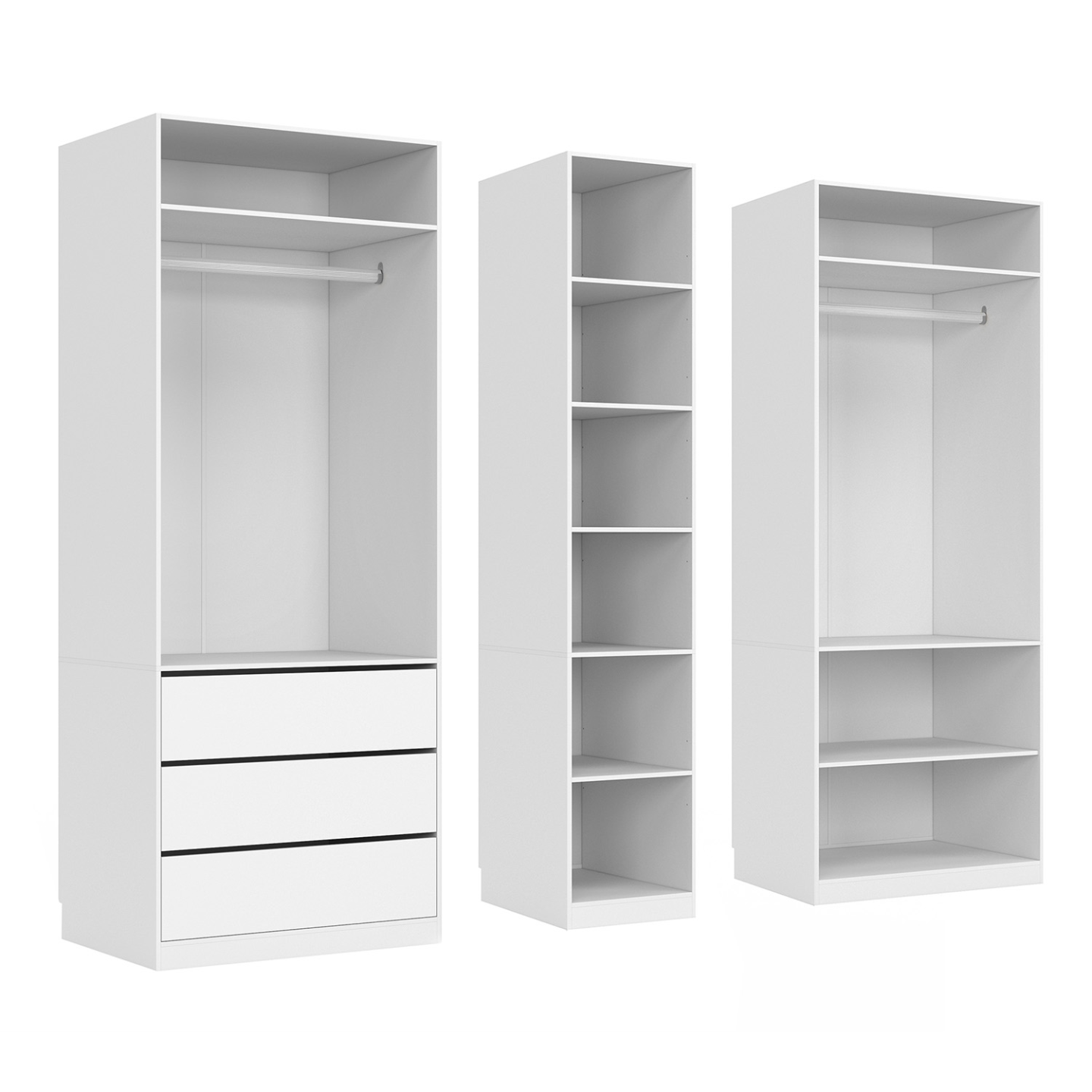 Dressing modulable blanc 3 modules 200x55x200 cm - TAYLOR | ID Market