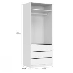 Dressing modulable blanc 3 modules 200x55x200 cm - TAYLOR | ID Market