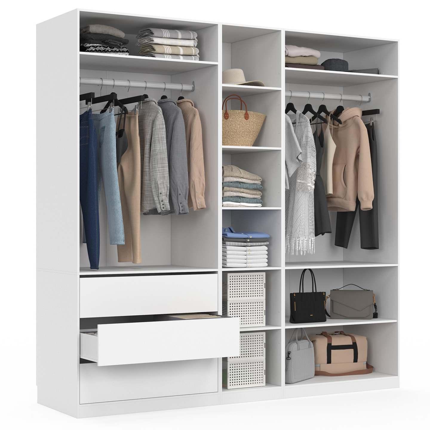 Dressing modulable blanc 3 modules 200x55x200 cm - TAYLOR | ID Market