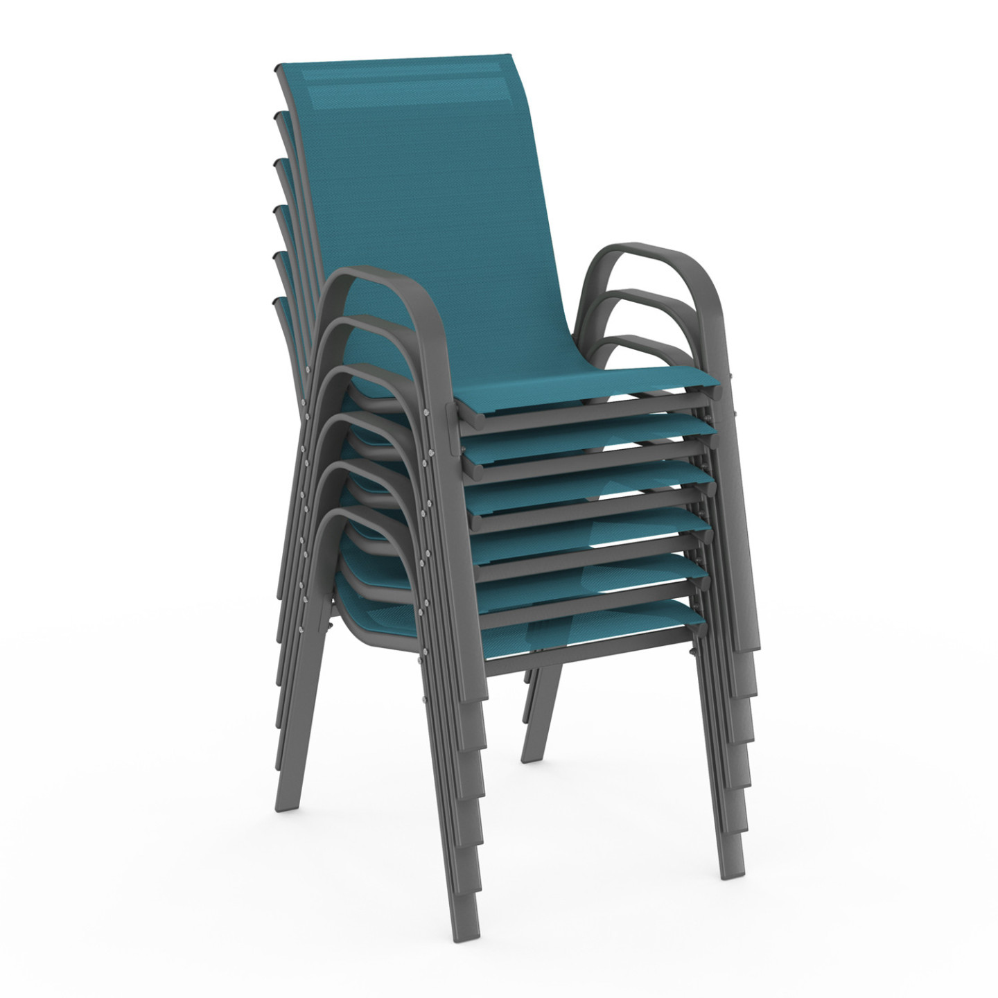 Lot de 6 chaises de jardin empilables bleu canard - LYMA | ID Market