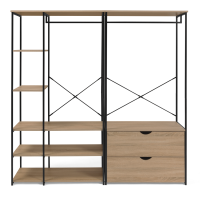 Dressing ouvert modulable industriel 170 cm 2 tiroirs - DETROIT | ID Market