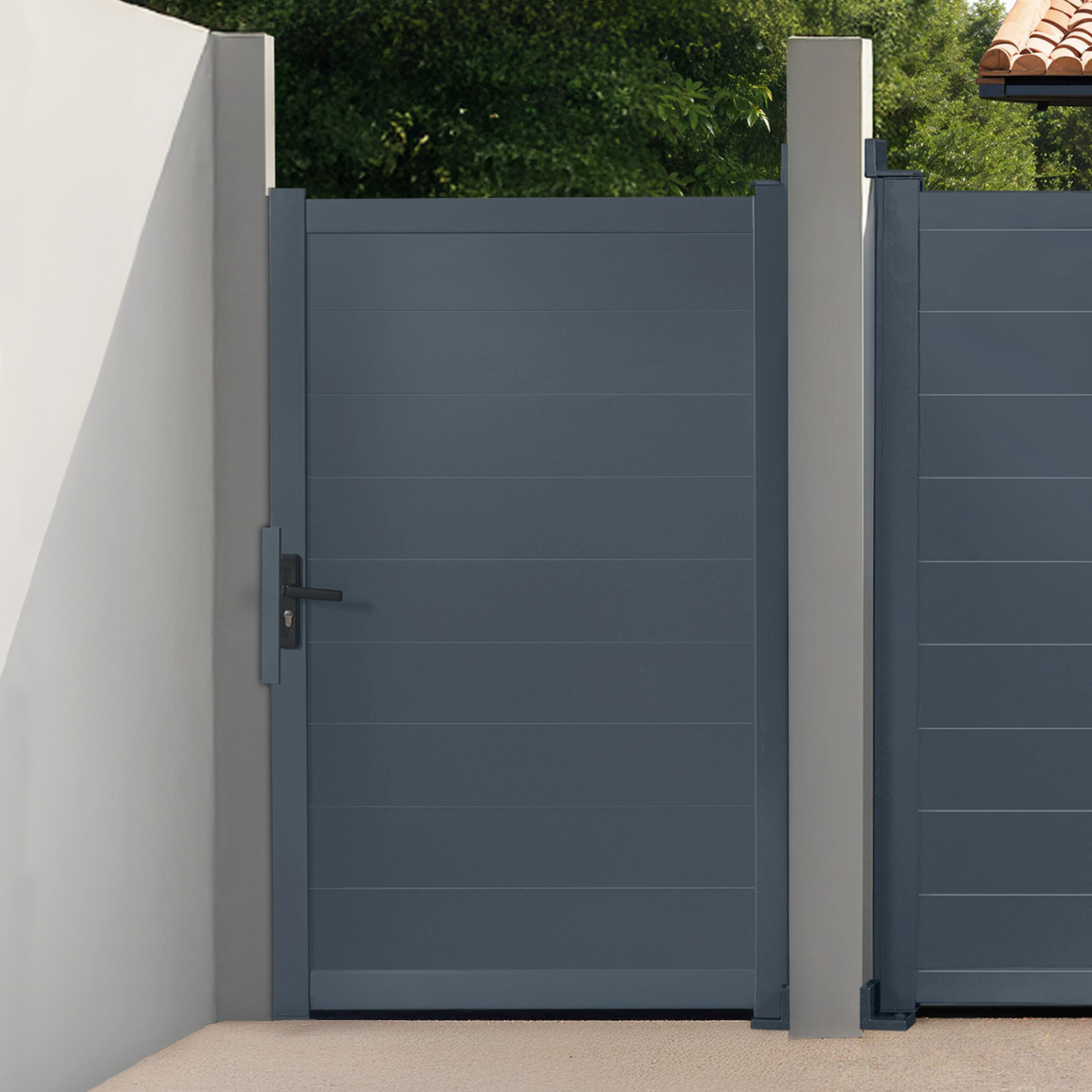 Portillon en aluminium gris anthracite 100x160cm | ID Market
