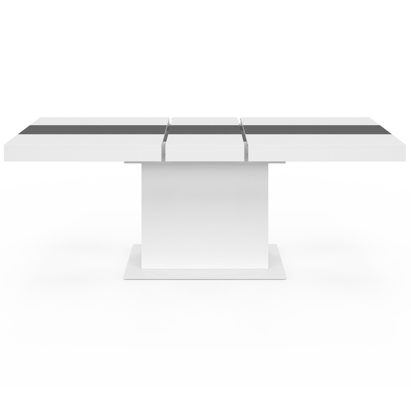 Table à manger extensible rectangle blanche et bande grise - EDEN | ID Market