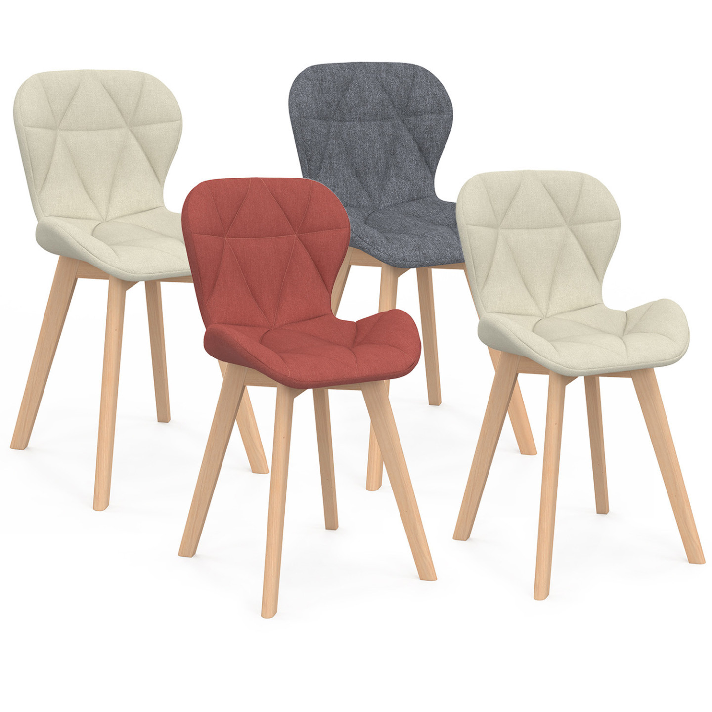 Chaises matelassées en tissu mix color x4 - ROBINE | IdMarket