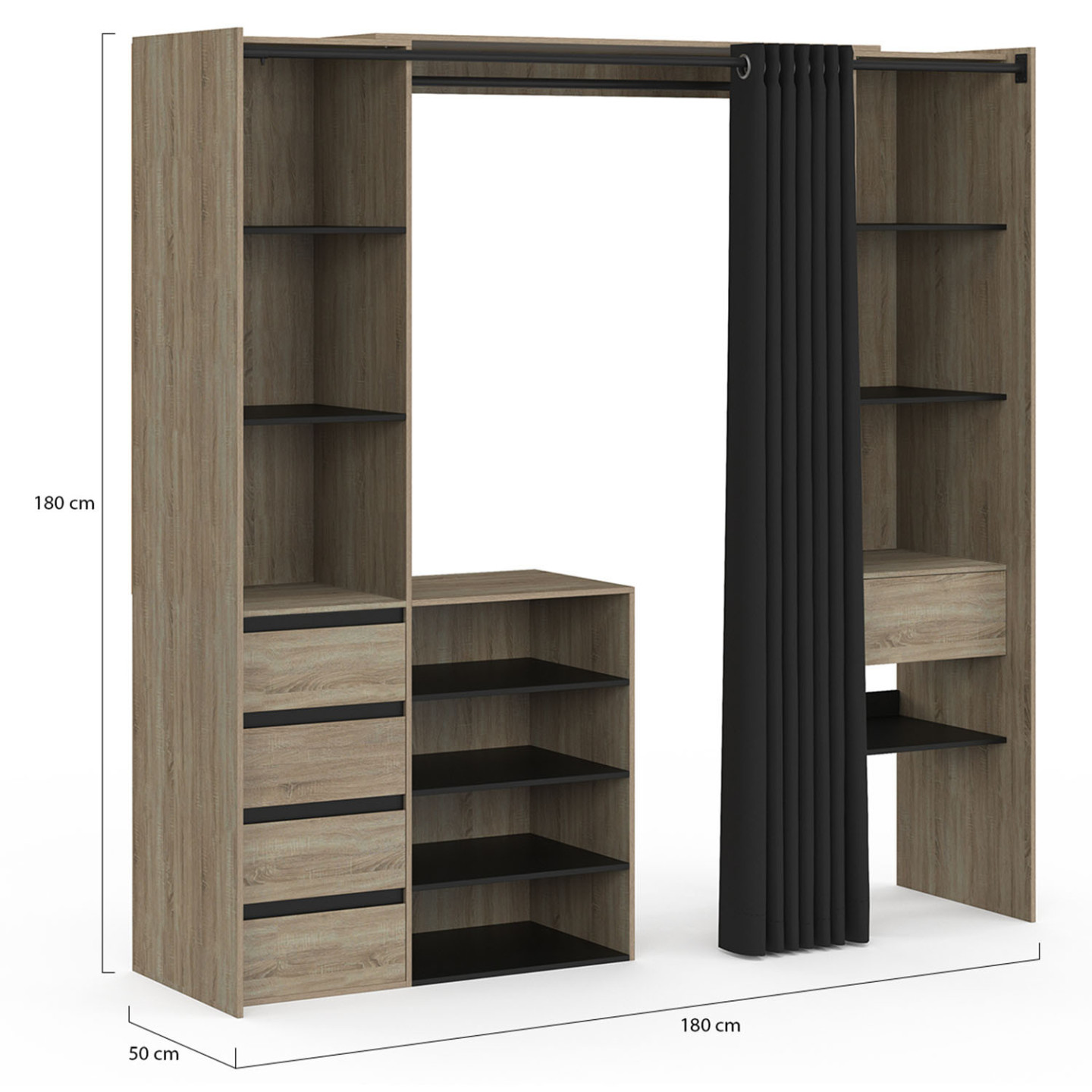 Grand dressing extensible double en hêtre avec rangement - MERYL | IdMarket